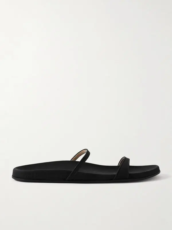 THE ROW Hugh Leather Slides - Black