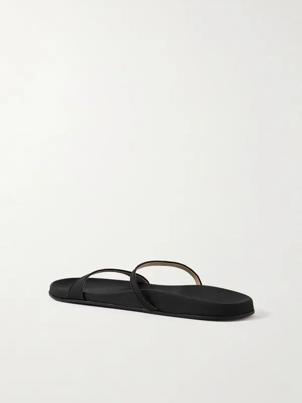 THE ROW Hugh Leather Slides - Black