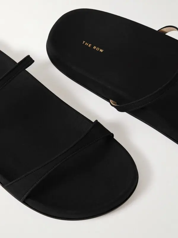 THE ROW Hugh Leather Slides - Black