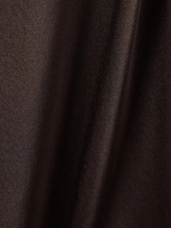 Staud Marcel Ruched Stretch-silk Charmeuse Midi Dress - Brown
