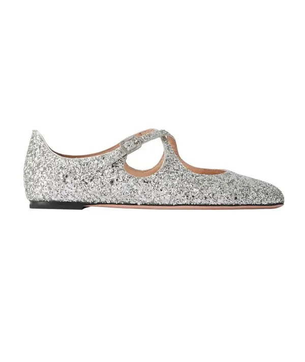Bally Beliska Glittered Metallic Leather Ballet Flats