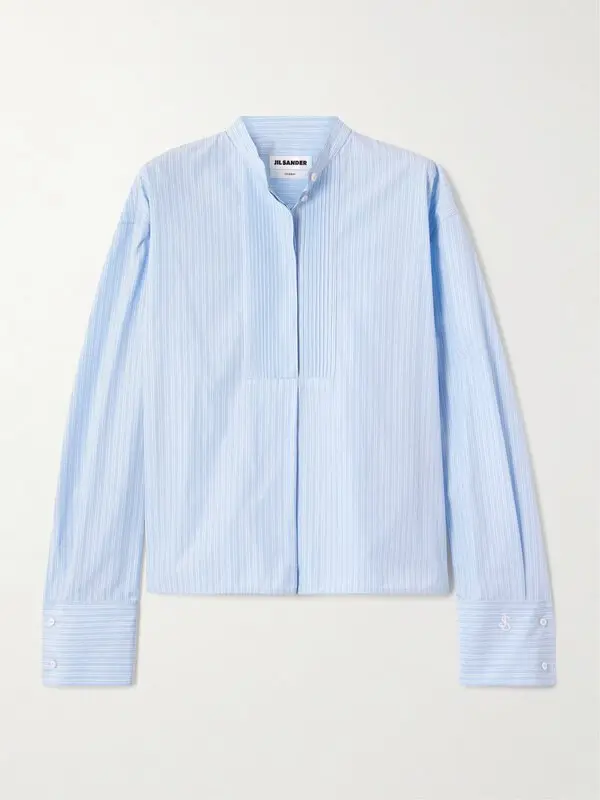 JIL SANDER Thursday Pleated Striped Cotton-poplin Shirt