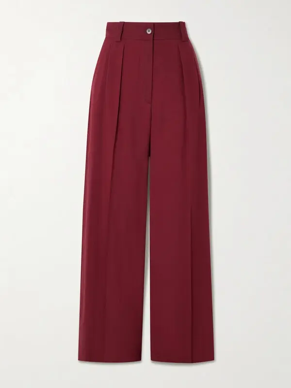 JOSEPH Forest Pleated Wide-leg Pants - Red