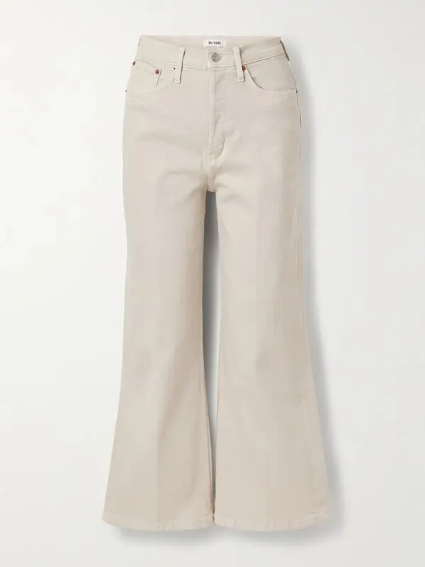 RE/DONE Cropped High-rise Flared Jeans - Neutrals