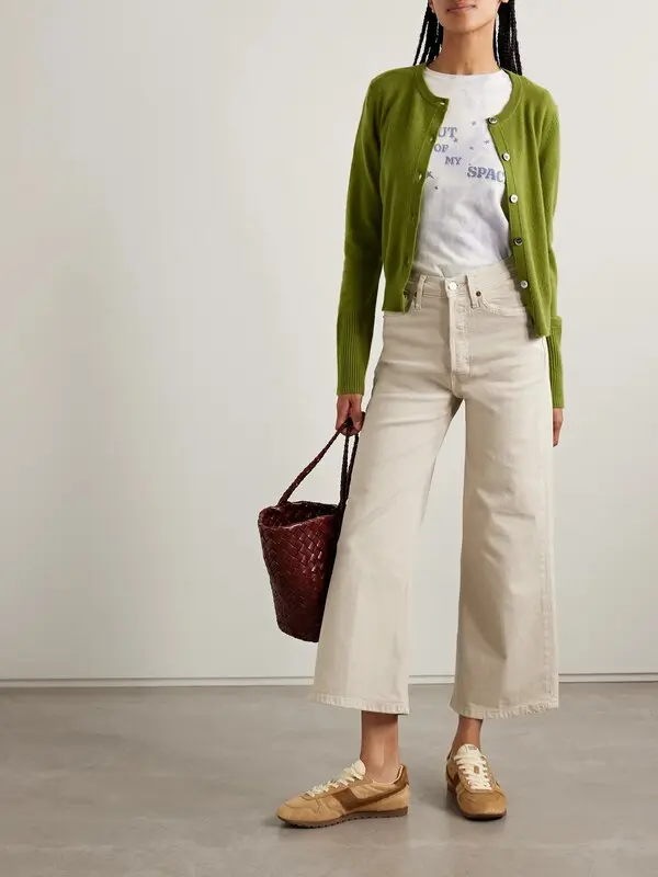 RE/DONE Cropped High-rise Flared Jeans - Neutrals