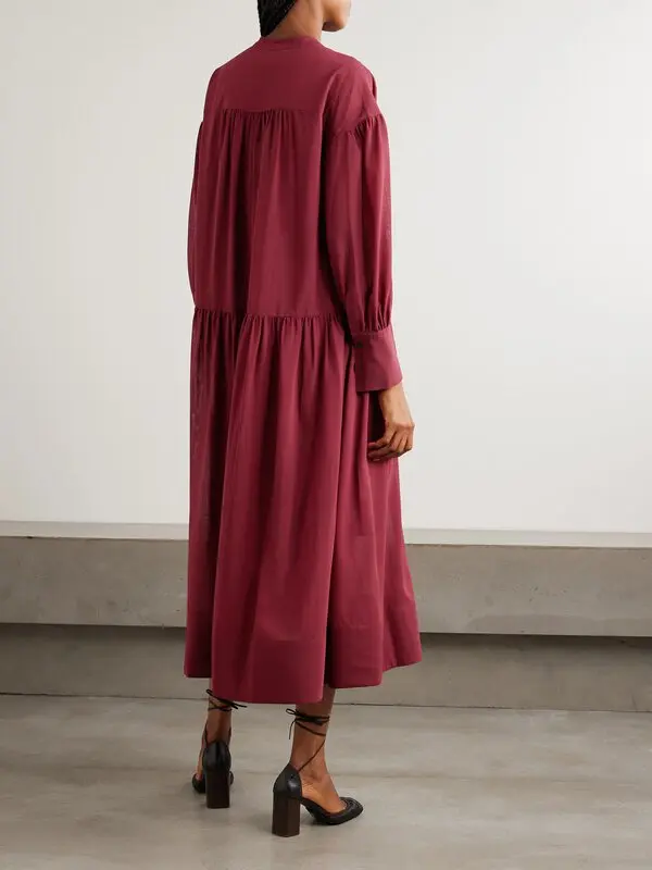 JOSEPH Emma Belted Wool-blend Crepe Midi Dress