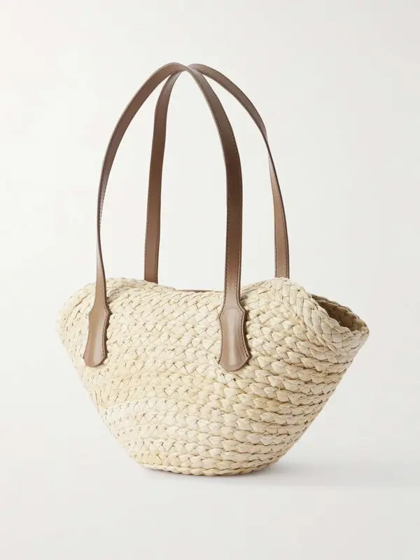 Dolce & Gabbana Leather-trimmed Raffia Shoulder Bag - Neutral