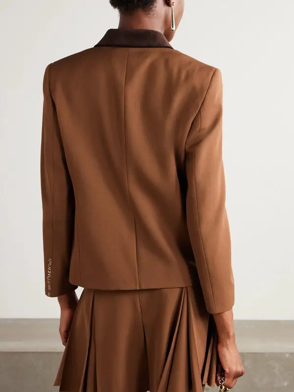 Marni Velvet-trimmed Grain De Poudre Wool Blazer