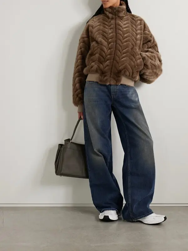 Balenciaga Embossed Fleece Bomber Jacket