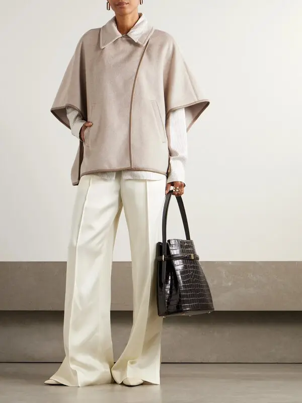 Max Mara Leather-trimmed Cashmere-felt Cape
