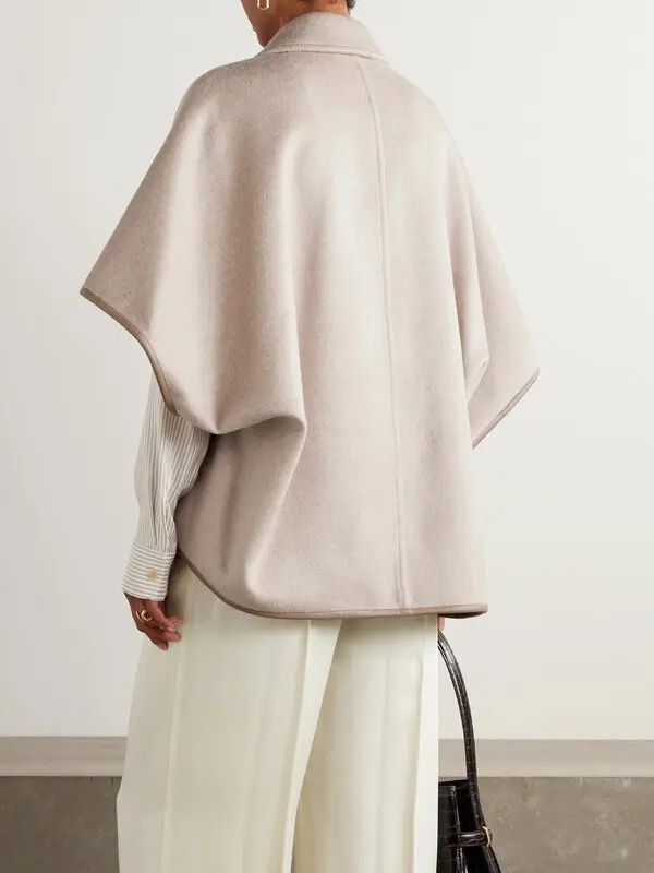 Max Mara Leather-trimmed Cashmere-felt Cape