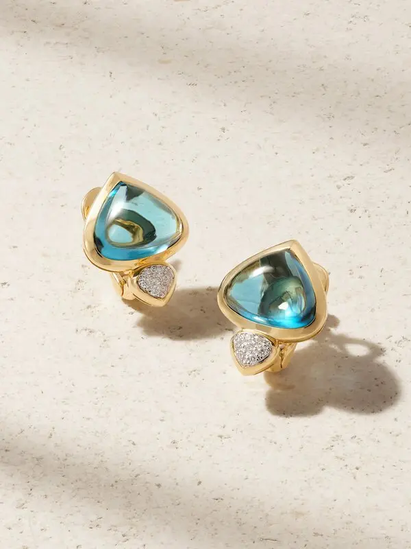 Marina B Trisolina 18-karat Gold, Topaz, And Diamond Earrings - Blue