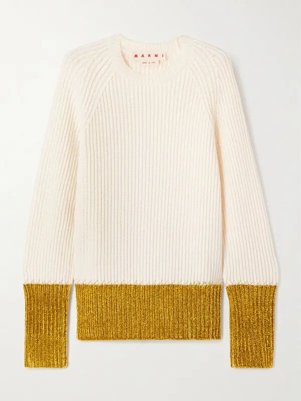 Marni Two-tone Ribbed Wool Sweater