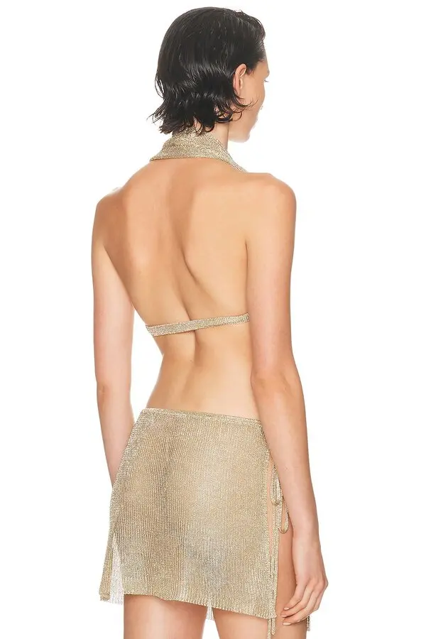 ZIAH Metallic Rib Halter Top
