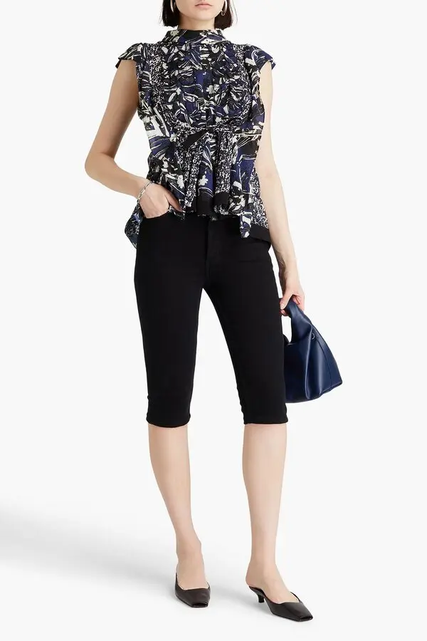 3.1 Phillip Lim Pleated Printed Silk-seersucker Blouse