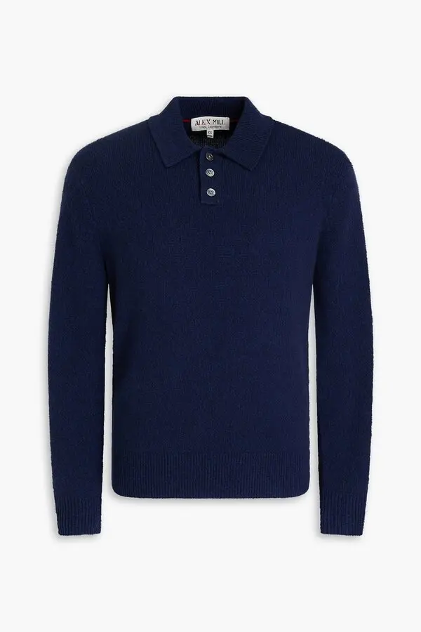 ALEX MILL Jacob Cashmere Polo Sweater - Navy