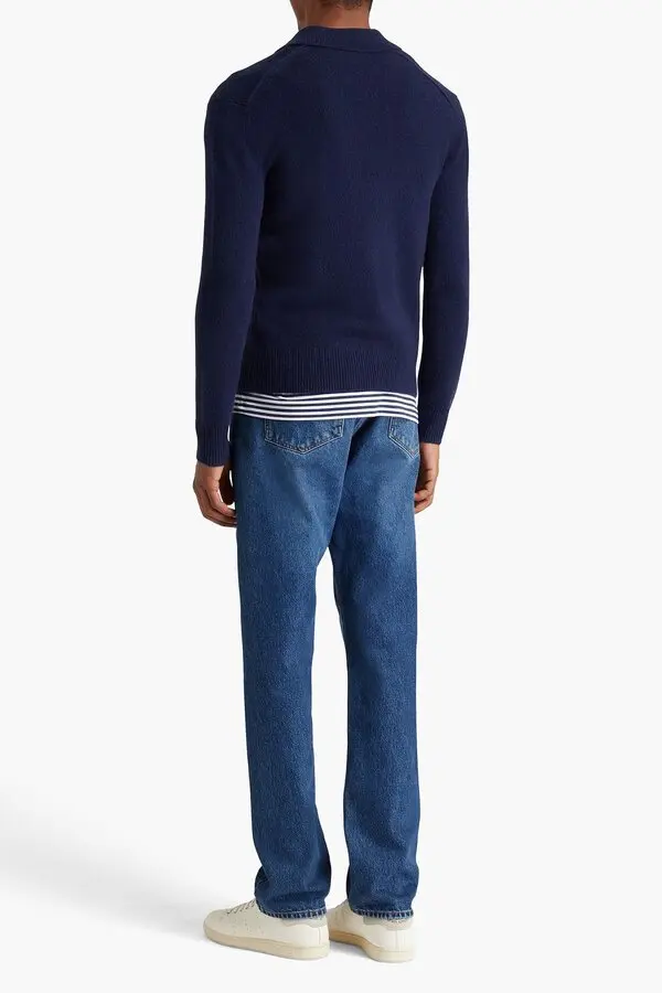 ALEX MILL Jacob Cashmere Polo Sweater - Navy