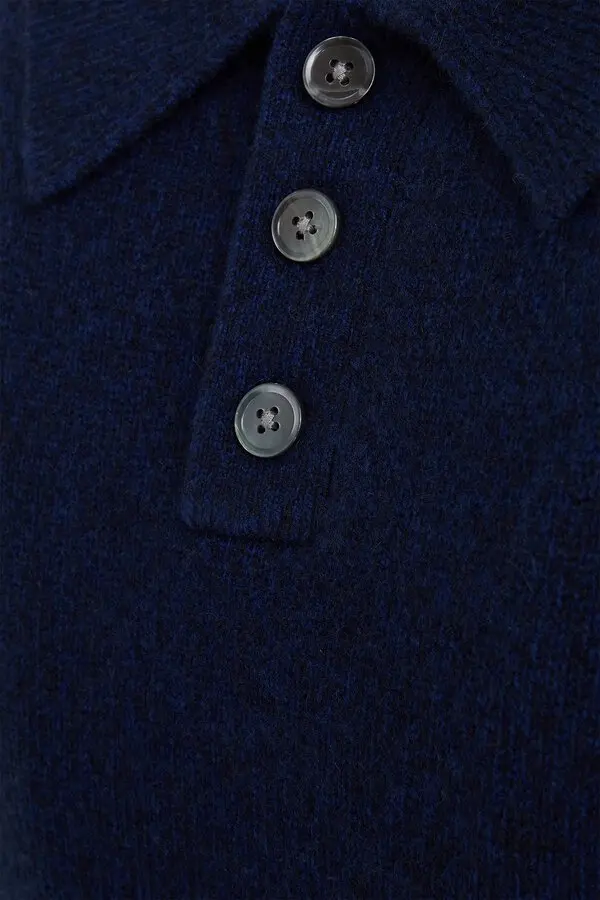 ALEX MILL Jacob Cashmere Polo Sweater - Navy
