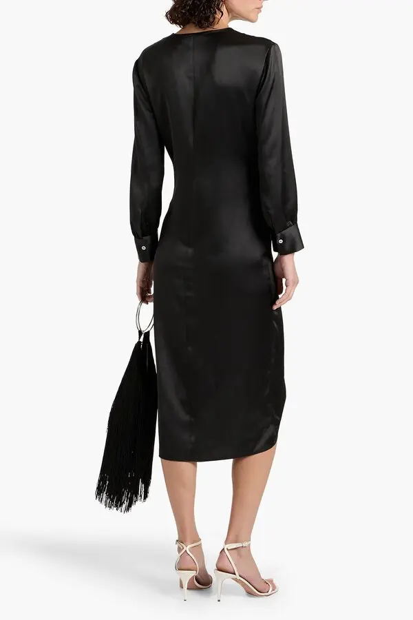 theory twisted midi dress Cap Sleeve Twist Bodice Satin Midi Dress