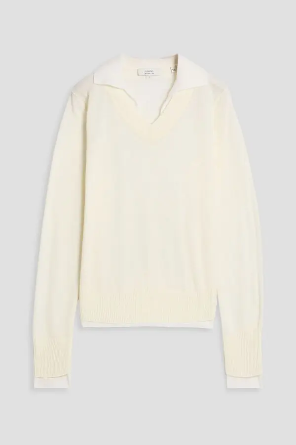 Vince Layered Cotton-blend Polo Sweater