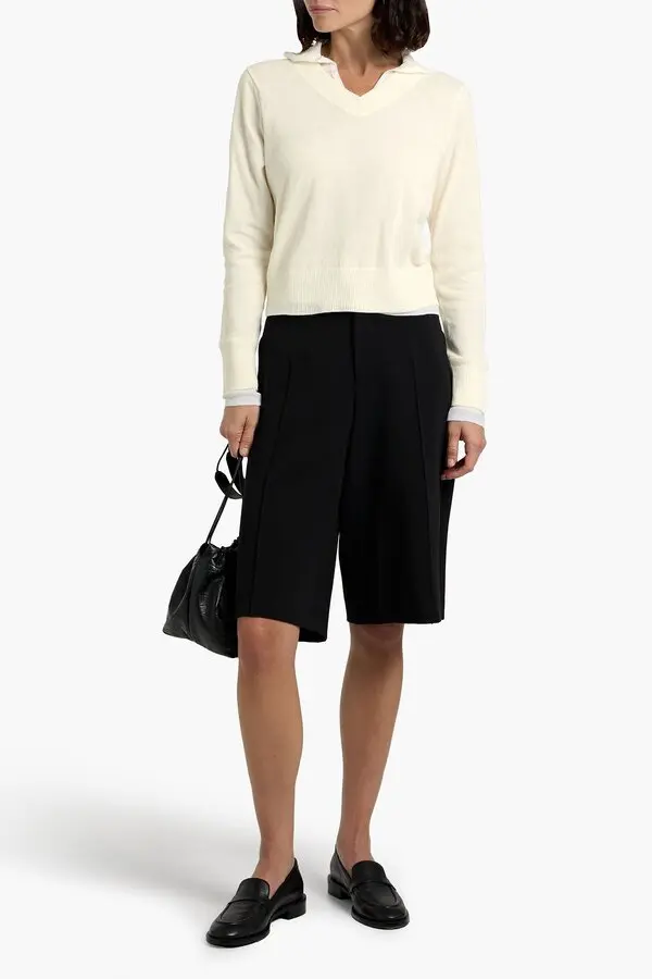 Vince Layered Cotton-blend Polo Sweater