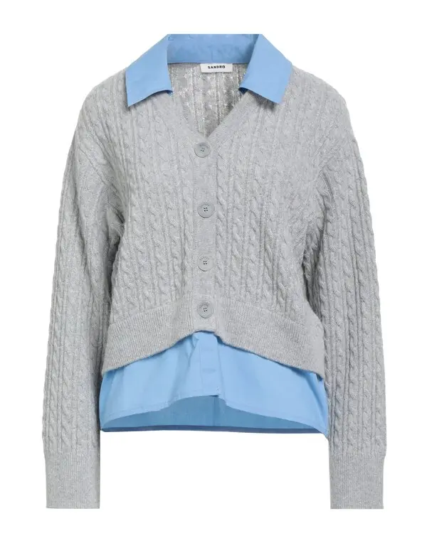 Sandro Cable-knit Two-tone Cardigan