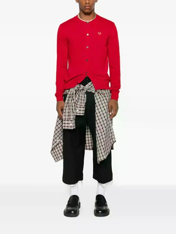 Play Comme Des Garcon Heart-emblem Cardigan - Red