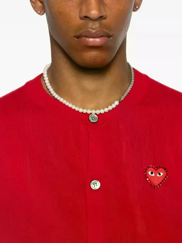 Play Comme Des Garcon Heart-emblem Cardigan - Red