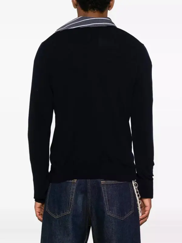 Play Comme Des Garcon Logo Patch Cardigan - Blue