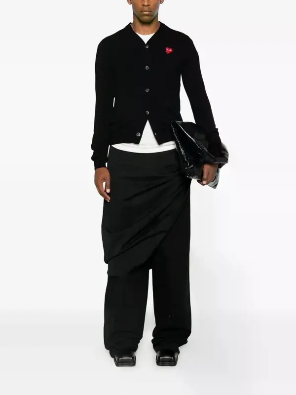 Play Comme Des Garcon Heart-emblem Rhinestone Cardigan - Black