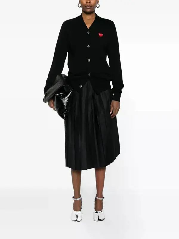 Play Comme Des Garcon Heart-emblem Rhinestone Cardigan - Black