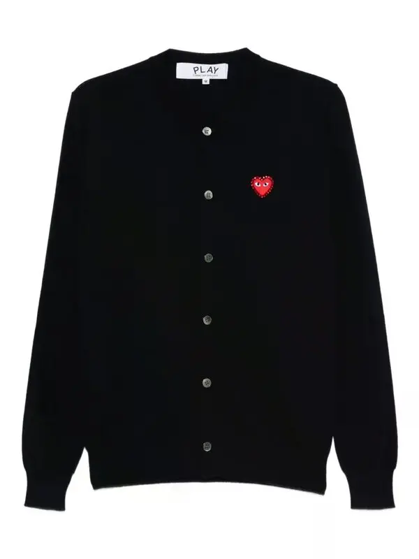 Play Comme Des Garcon Heart-emblem Rhinestone-embellished Cardigan - Blue