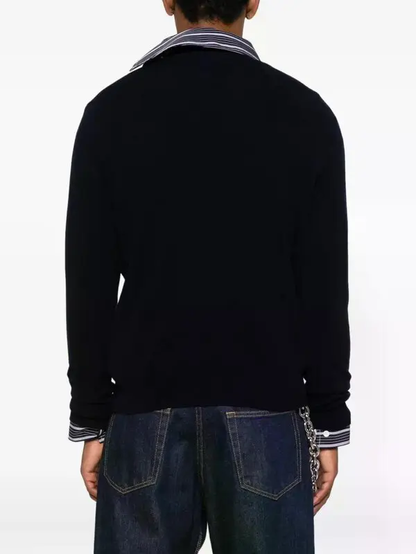 Play Comme Des Garcon Heart-emblem Rhinestone-embellished Cardigan - Blue
