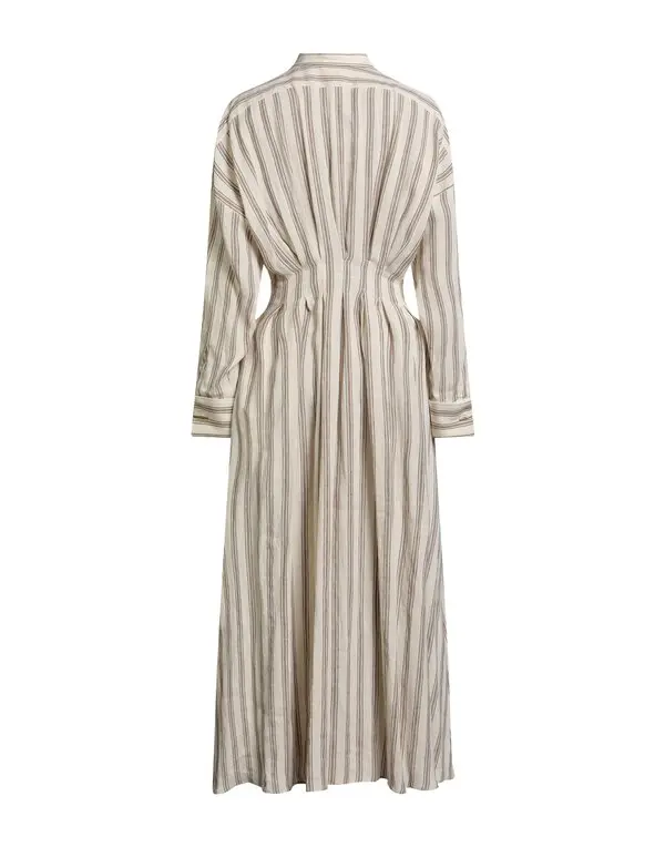 Linen Striped Maxi Shirt Dress