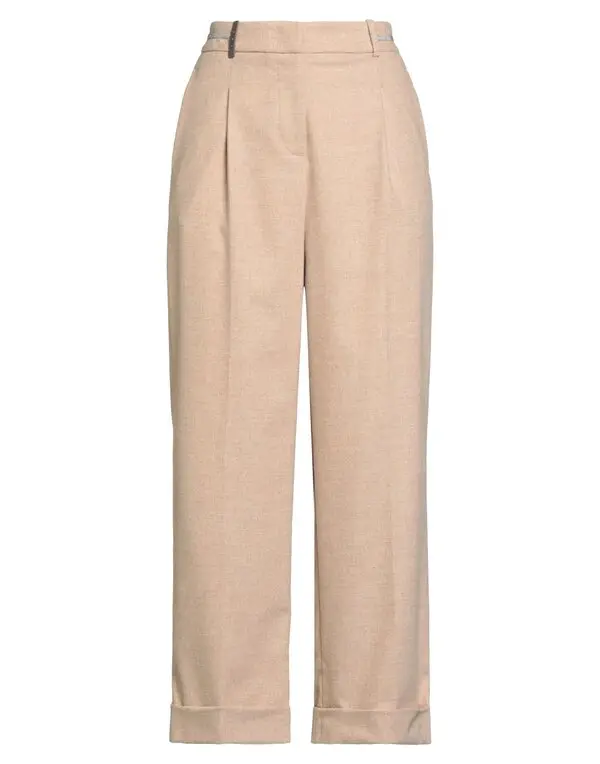 Peserico Straight-leg Flannel Trousers With Crystal Embellishments