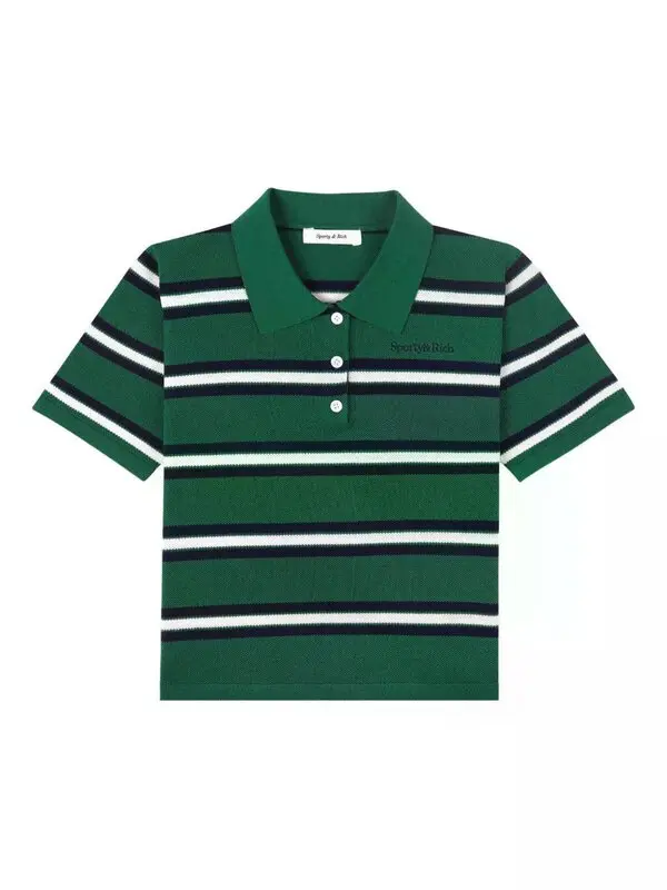 SPORTY & RICH Striped Polo Top