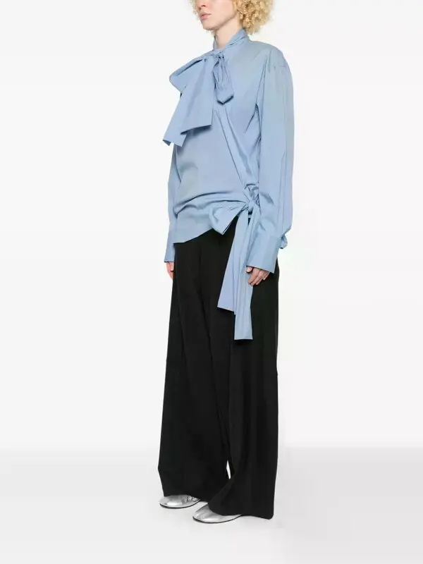Plan C Tie-neck Wrap Silk Shirt
