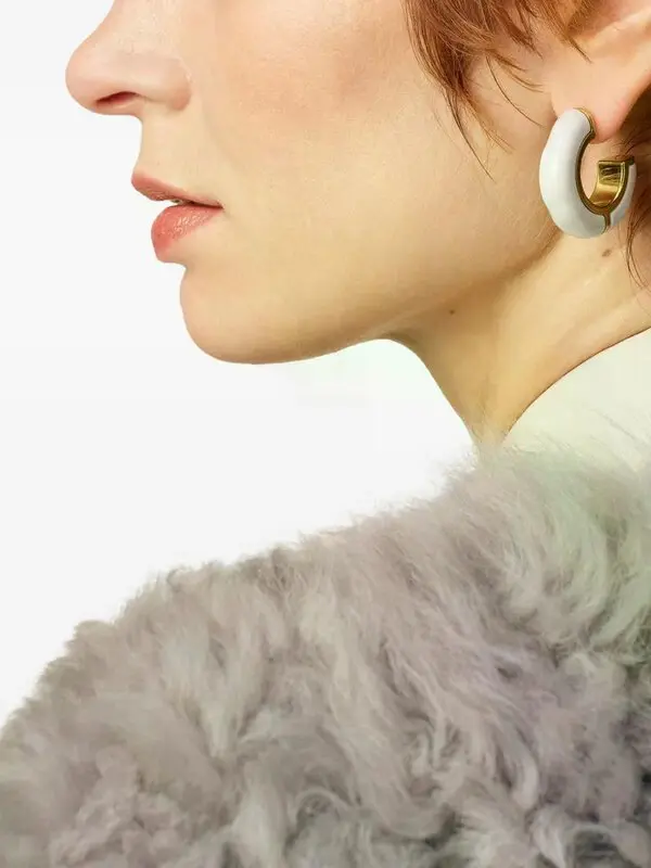 Ami Hammered Resin Hoop Earrings - Neutrals