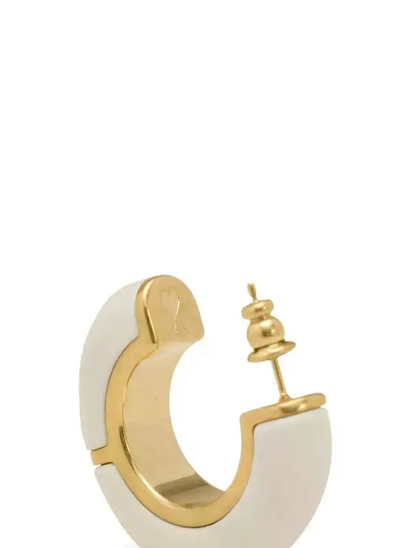 Ami Hammered Resin Hoop Earrings - Neutrals