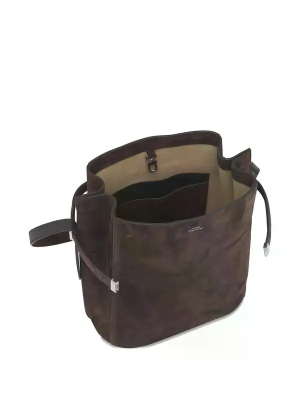 TOTEME Belted Suede Bucket Bag - Brown