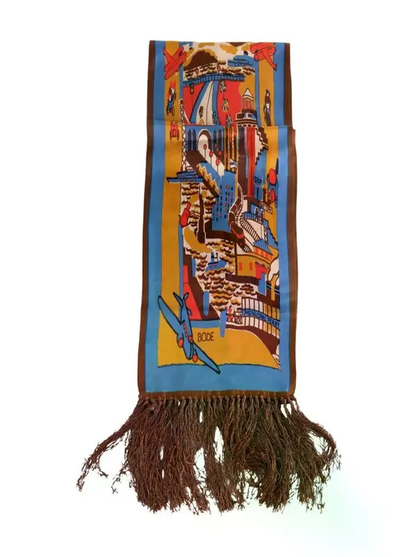 BODE City-scene Fringed-edges Scarf - Brown