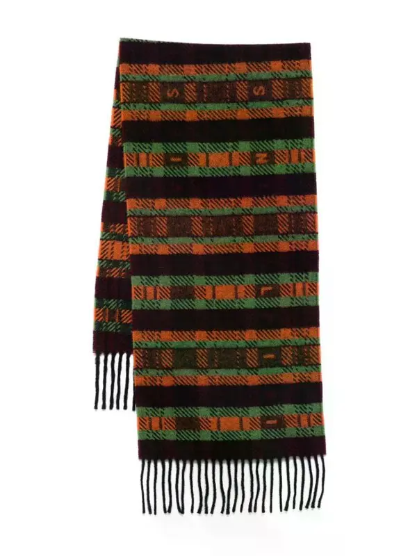 Henrik Vibskov Plaid-pattern Fringed Scarf - Orange