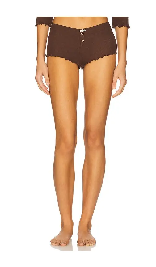 For Love & Lemons Elliana Sleep Short - Chocolate