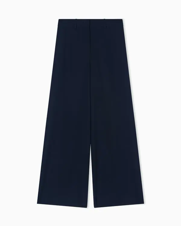 Giorgio Armani Wide-leg Technical-cady Trousers - Navy Blue