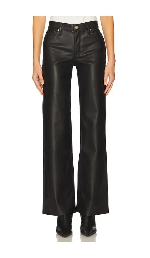 Hudson Jeans Rosie High Rise Wide Leg Faux Leather Pants - Black