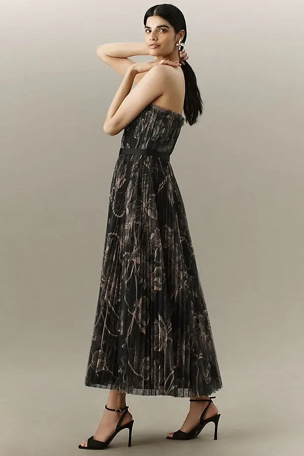 Bromley Pleated Strapless A-line Maxi Dress