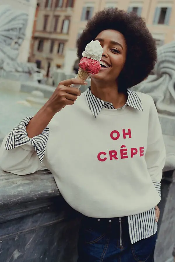 Jordan Nickson Maeve X Oh Crepe Sweatshirt In Ivory - 66% Off