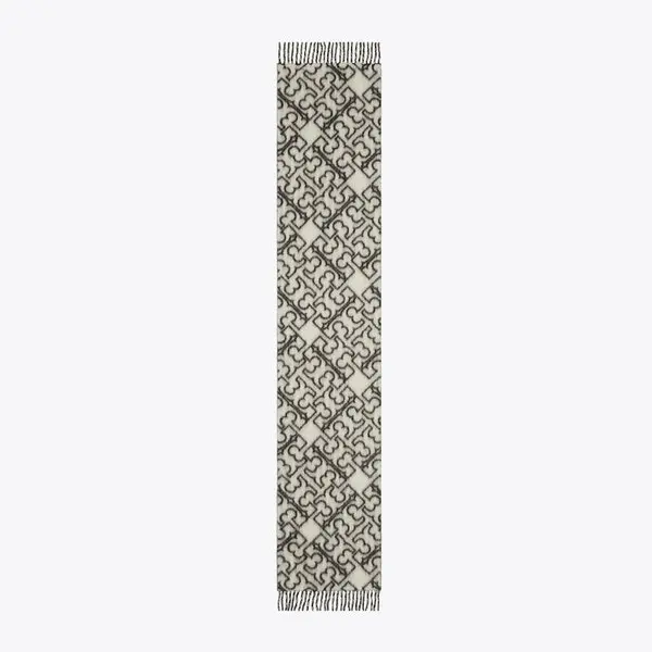 Tory Burch Puzzle Logo Scarf - Black/ivory