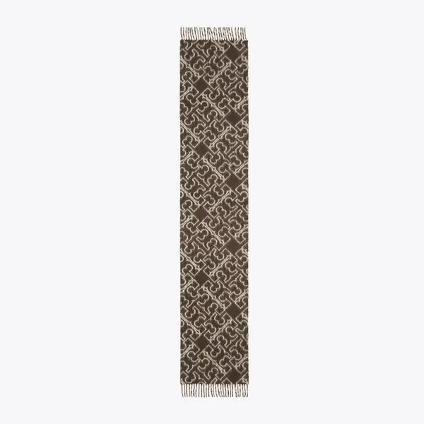 Tory Burch Puzzle Logo Scarf - Brown/ivory