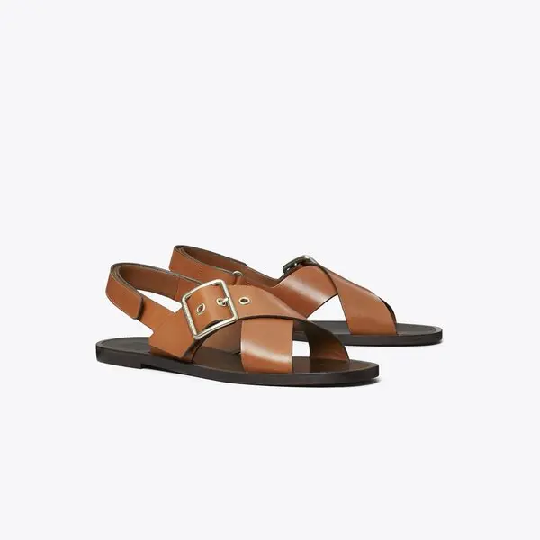 Tory Burch Cross-band Sandal - Deep Russet